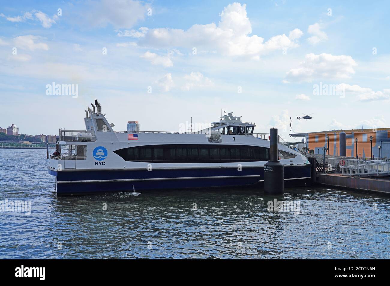 NEW YORK CITY, NY -22 AUG 2020- View of the NYC Ferry terminal at Pier ...