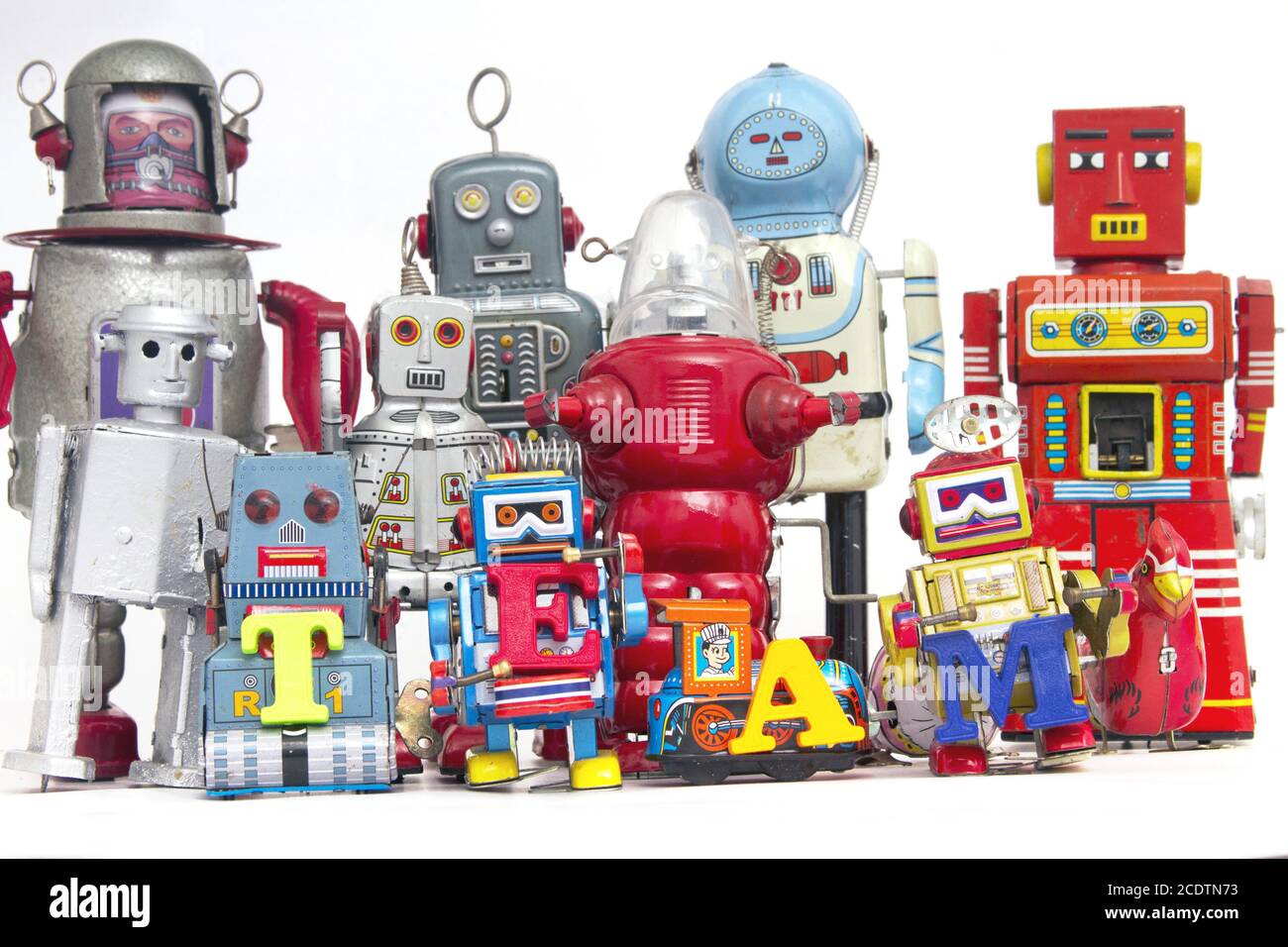 Group retro tin robots hi-res stock photography and images - Alamy