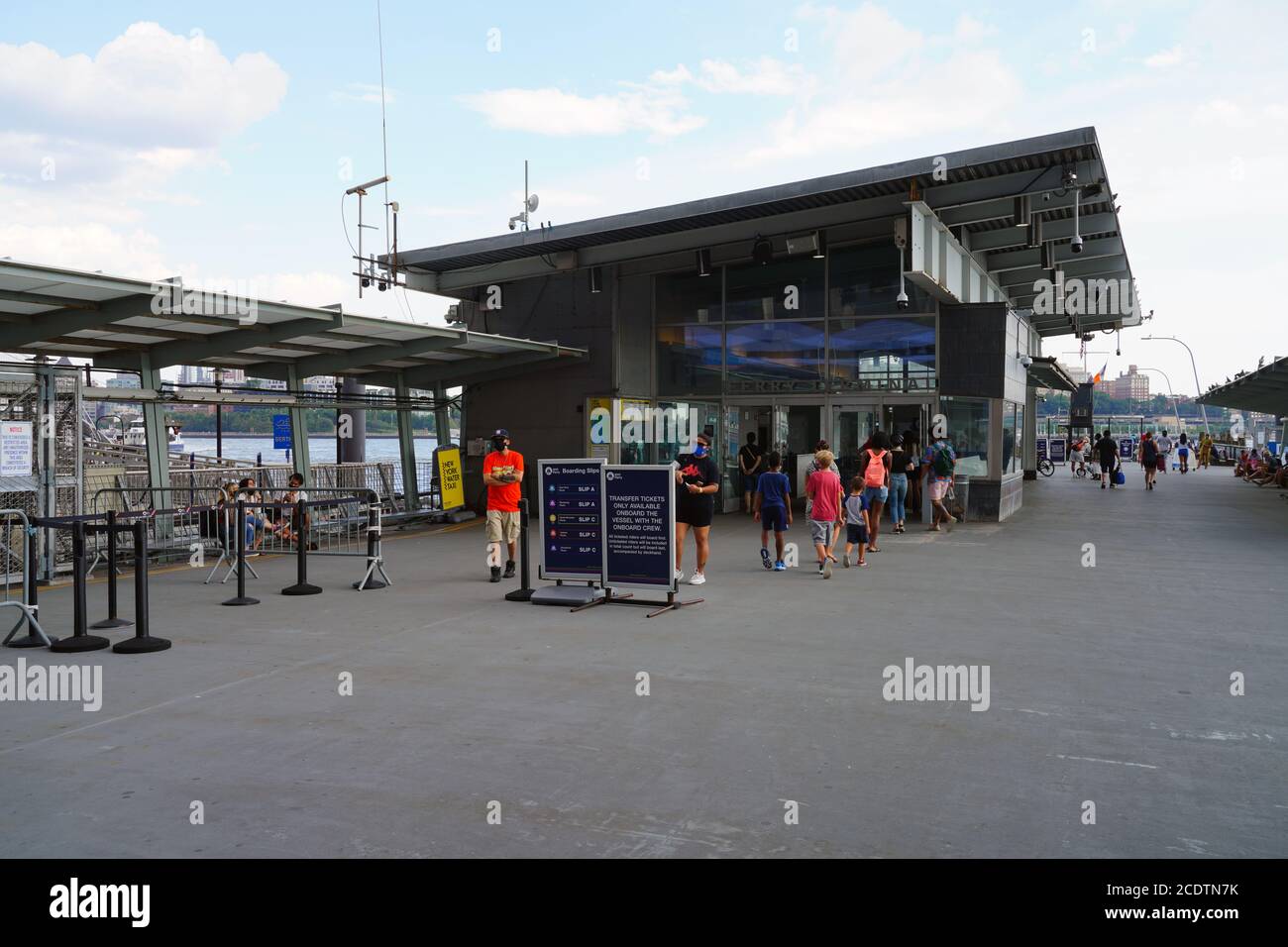 NEW YORK CITY, NY -22 AUG 2020- View of the NYC Ferry terminal at Pier ...