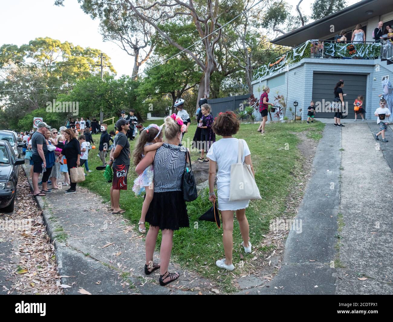 Halloween in a suburb in Northern Beaches area in a sunny spring ...