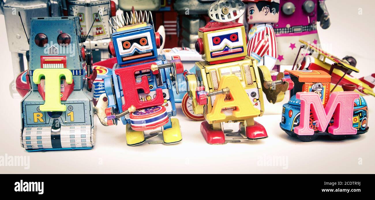 Team happy vintage hi-res stock photography and images - Alamy