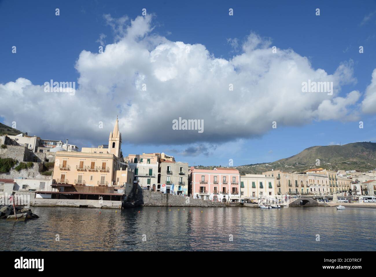 Port and church of Lipari, Italy Stock Photo - Alamy