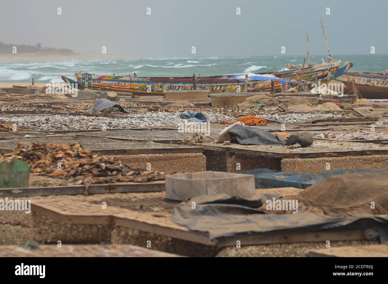 Racks of sun-dried (guédj), salted and/or smoked fish (kétiakh) in ...