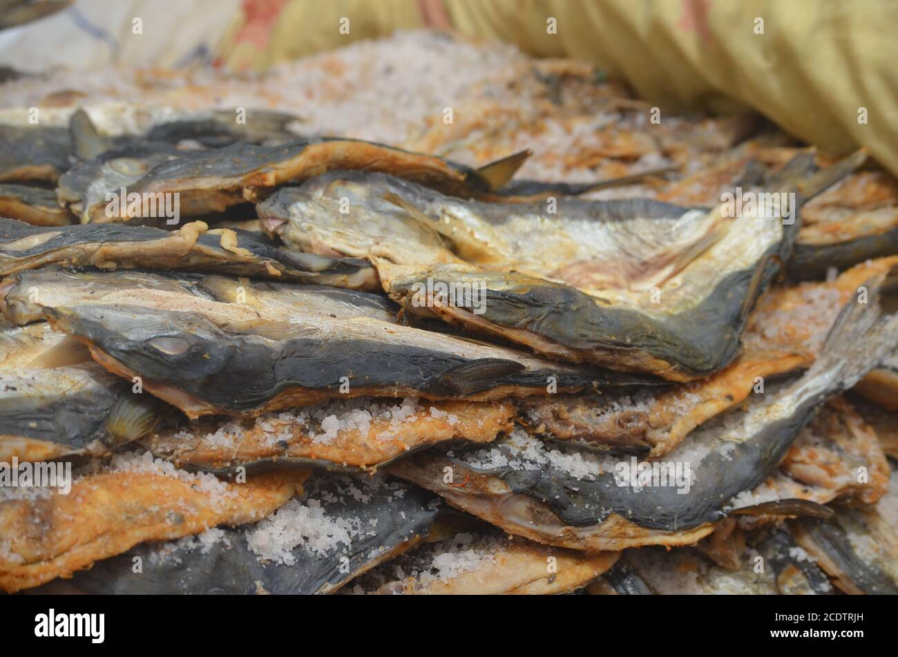 Racks of sun-dried (guédj), salted and/or smoked fish (kétiakh) in ...