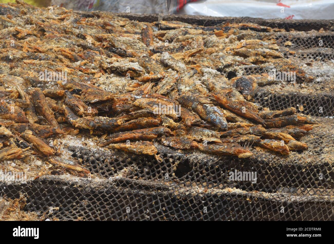 Racks of sun-dried (guédj), salted and/or smoked fish (kétiakh) in ...