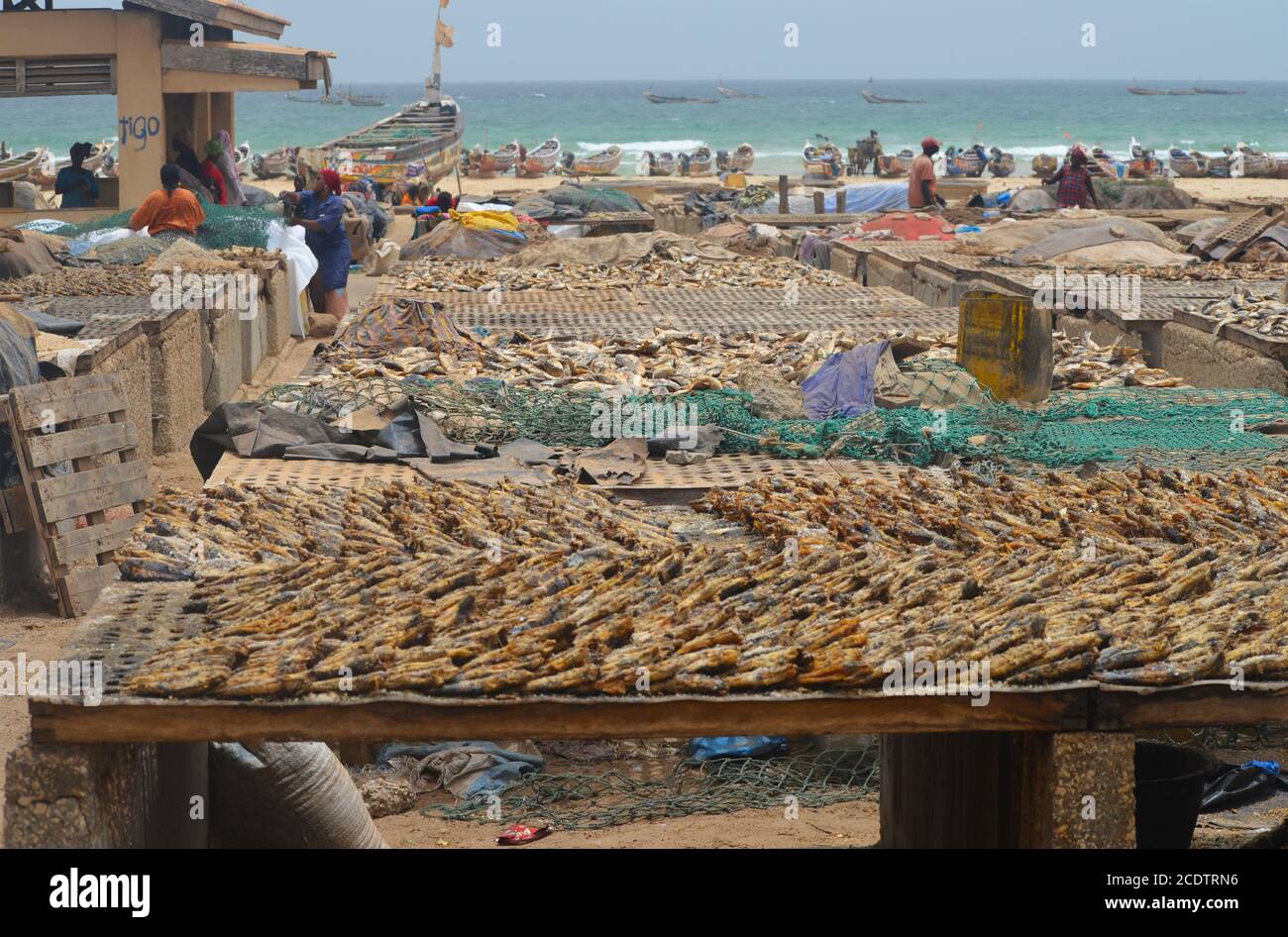 Racks of sun-dried (guédj), salted and/or smoked fish (kétiakh) in ...