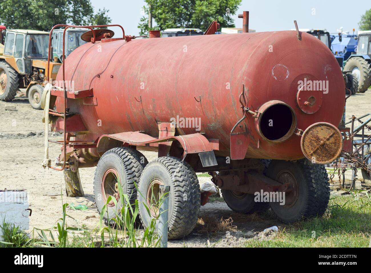 Sprinkler liquid fertilizer. Tank for herbicides and fertilizers Stock ...