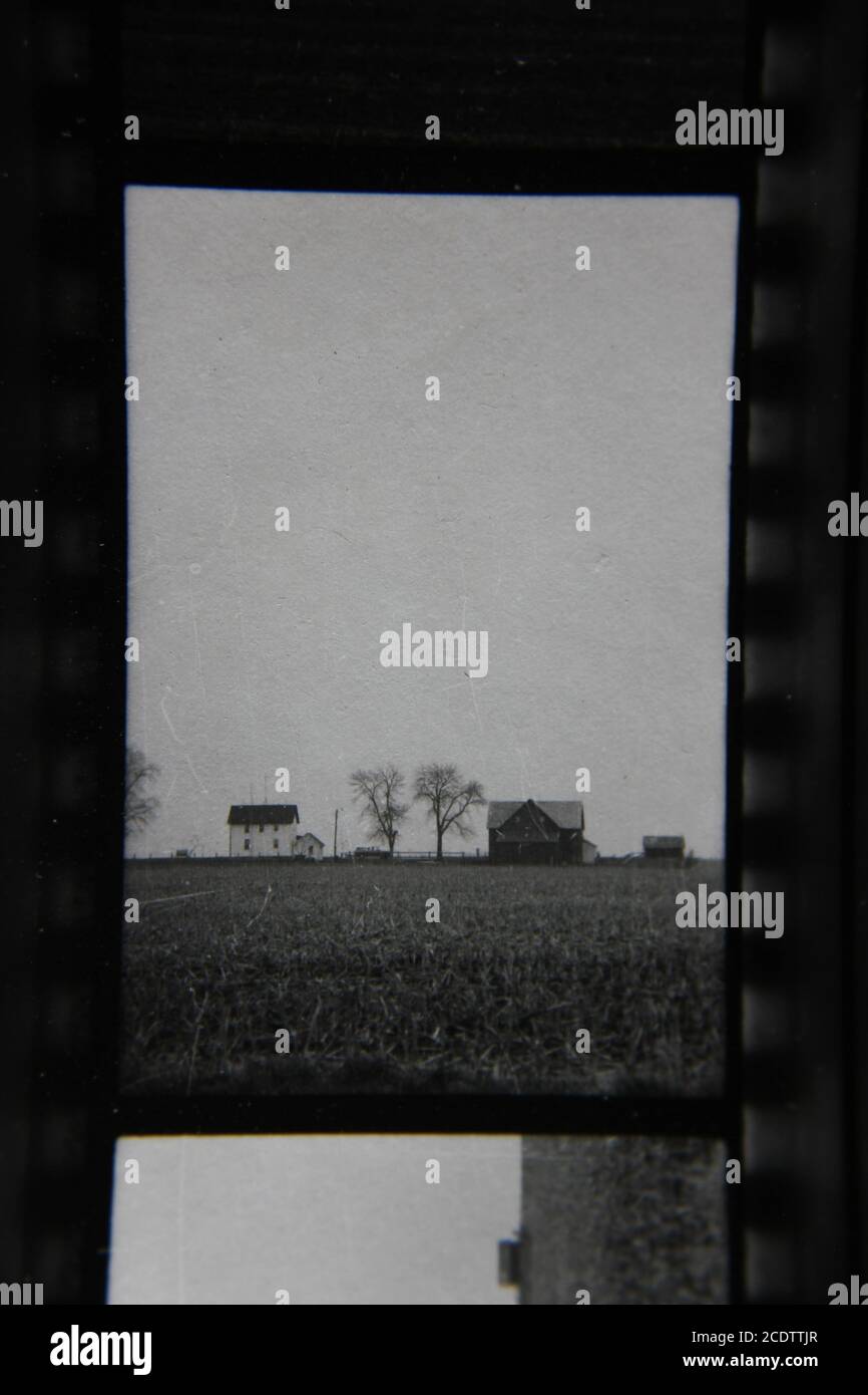 Fine 1970s vintage black and white photography of a secluded farm house ...