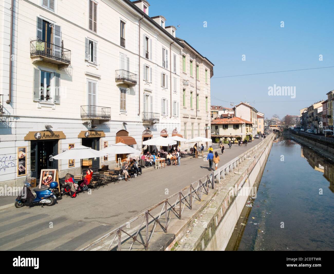 MILAN-ITALY-03 12 2014, zone of the Navigli canal of water passes in ...