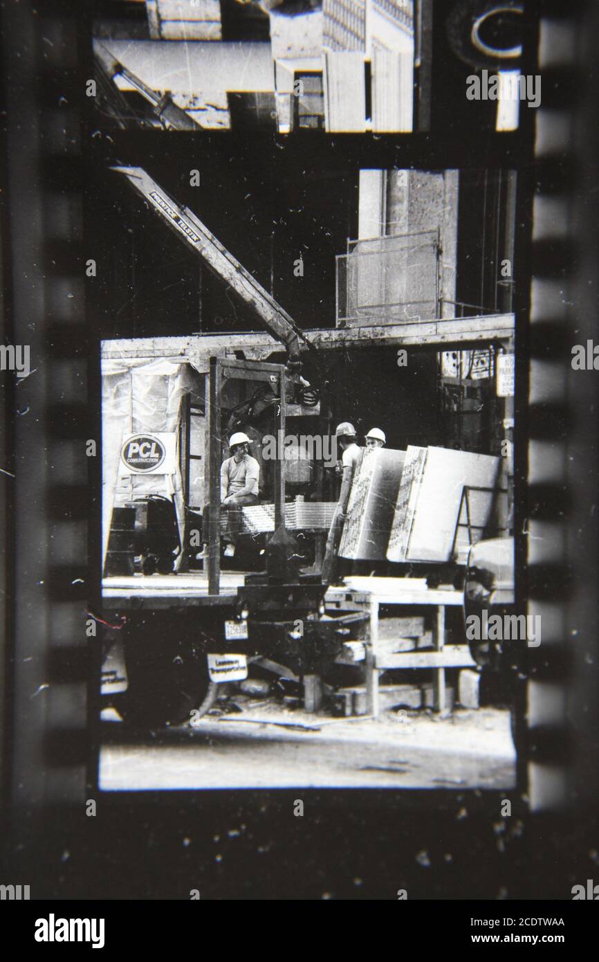Fine 1970s vintage black and white photography of construction workers ...