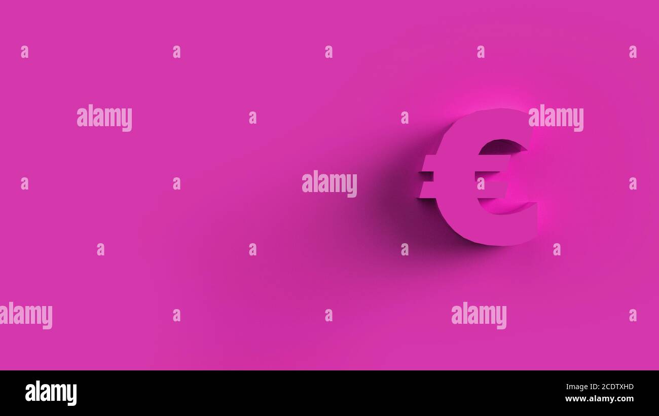 Euro Sign pink Isolated with pink background. 3d render isolated ...