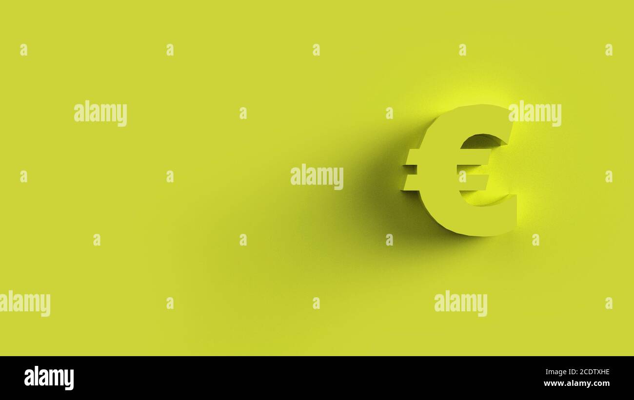 Euro Sign yellow Isolated with yellow background. 3d render isolated ...