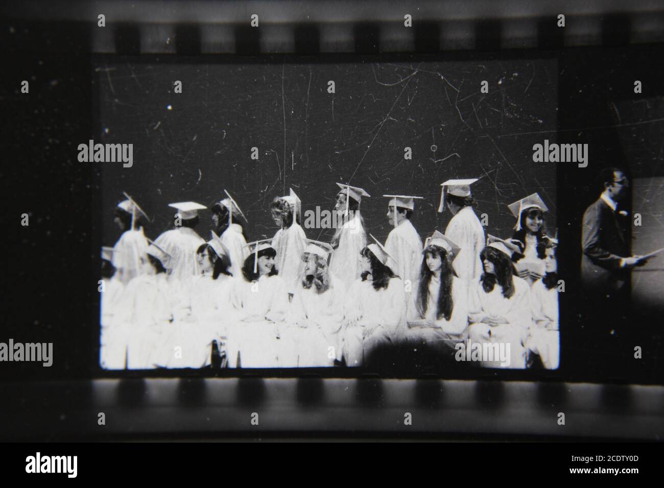 Fine 1970s vintage black and white photography of a formal graduation ...