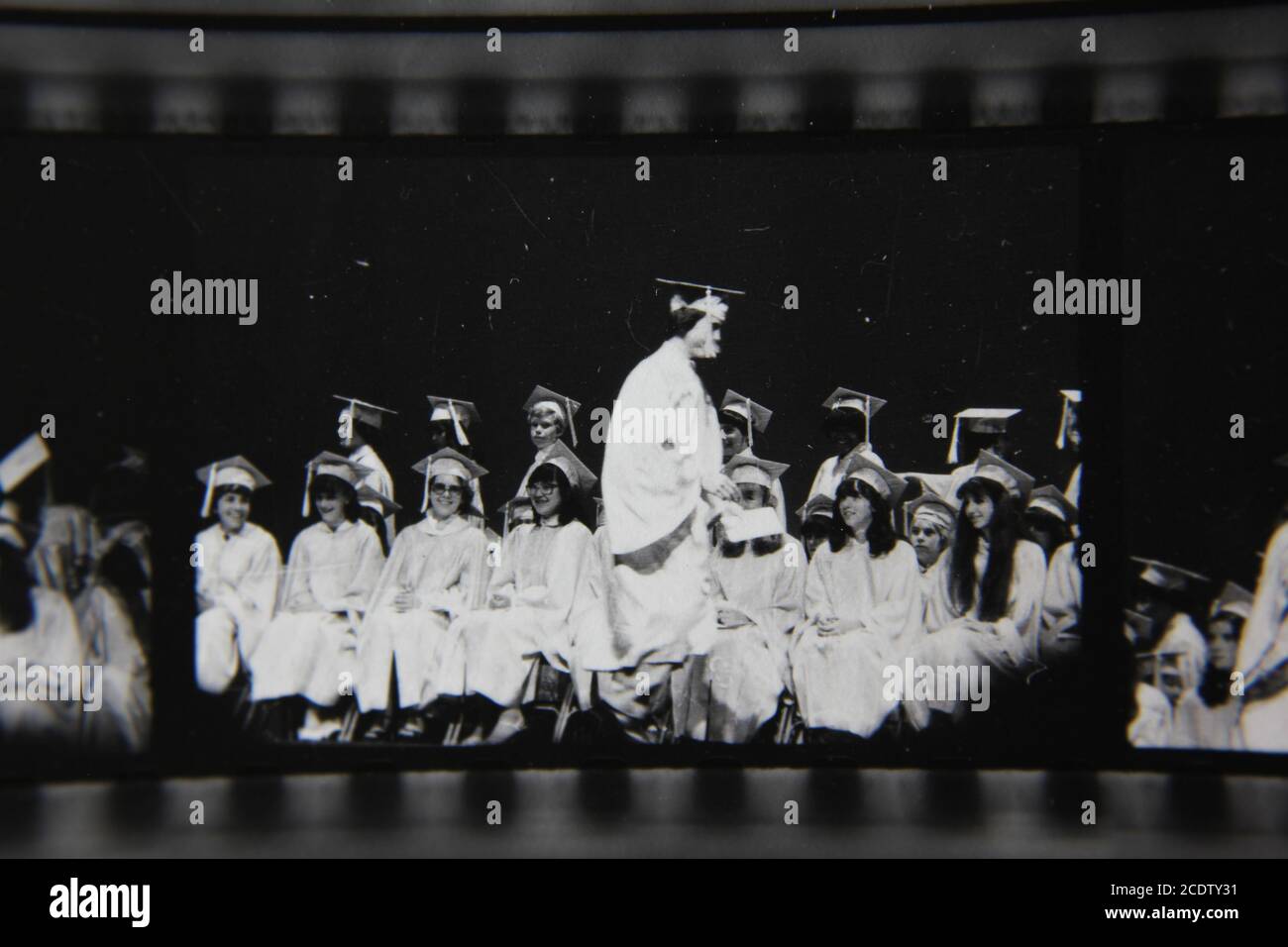 Fine 1970s vintage black and white photography of a formal graduation ...