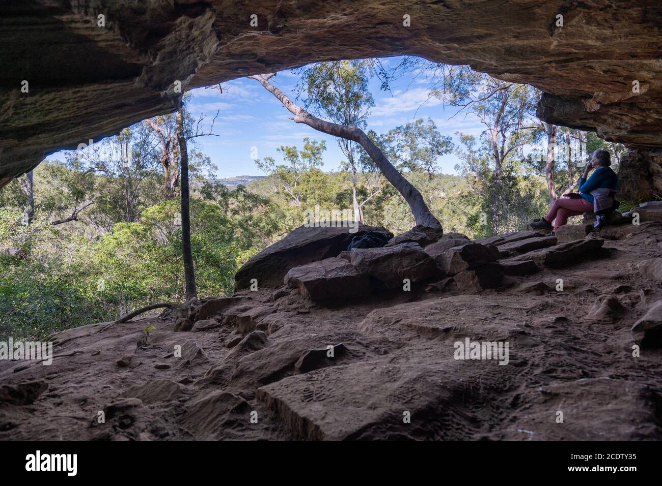 Bloodwood Cave at Sandstone cliffs at Cania Gorge National Park ...