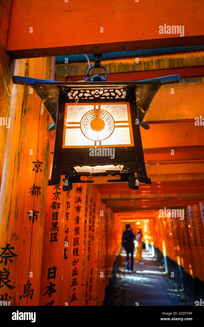 Lantern in Fushimi Inari Taisha shrine, Kyoto, Japan Stock Photo - Alamy