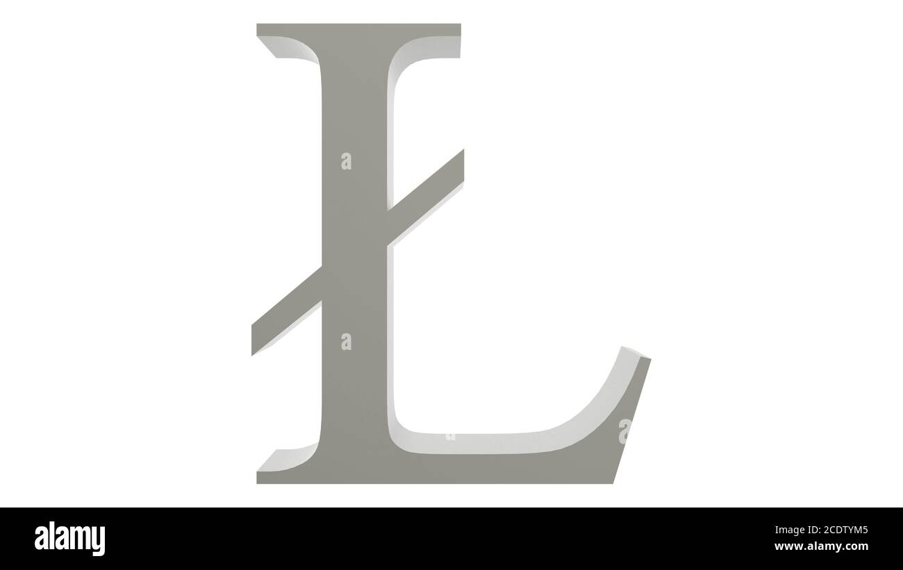 Gray litecoin silver sign icon Isolated with white background. 3d ...