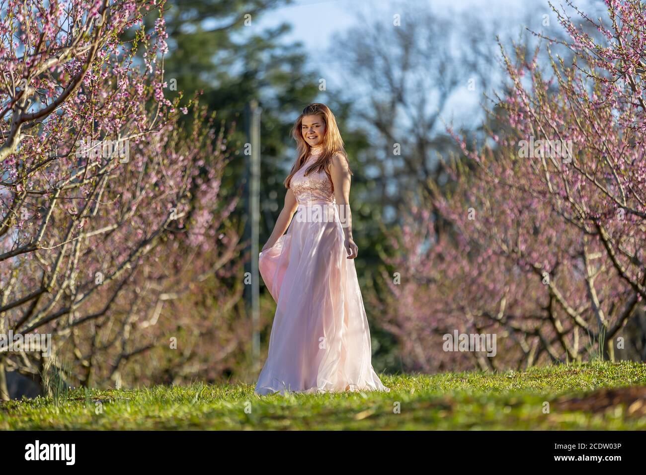 Young Brunette Teenager Posing For Prom Pictures Stock Photo - Alamy