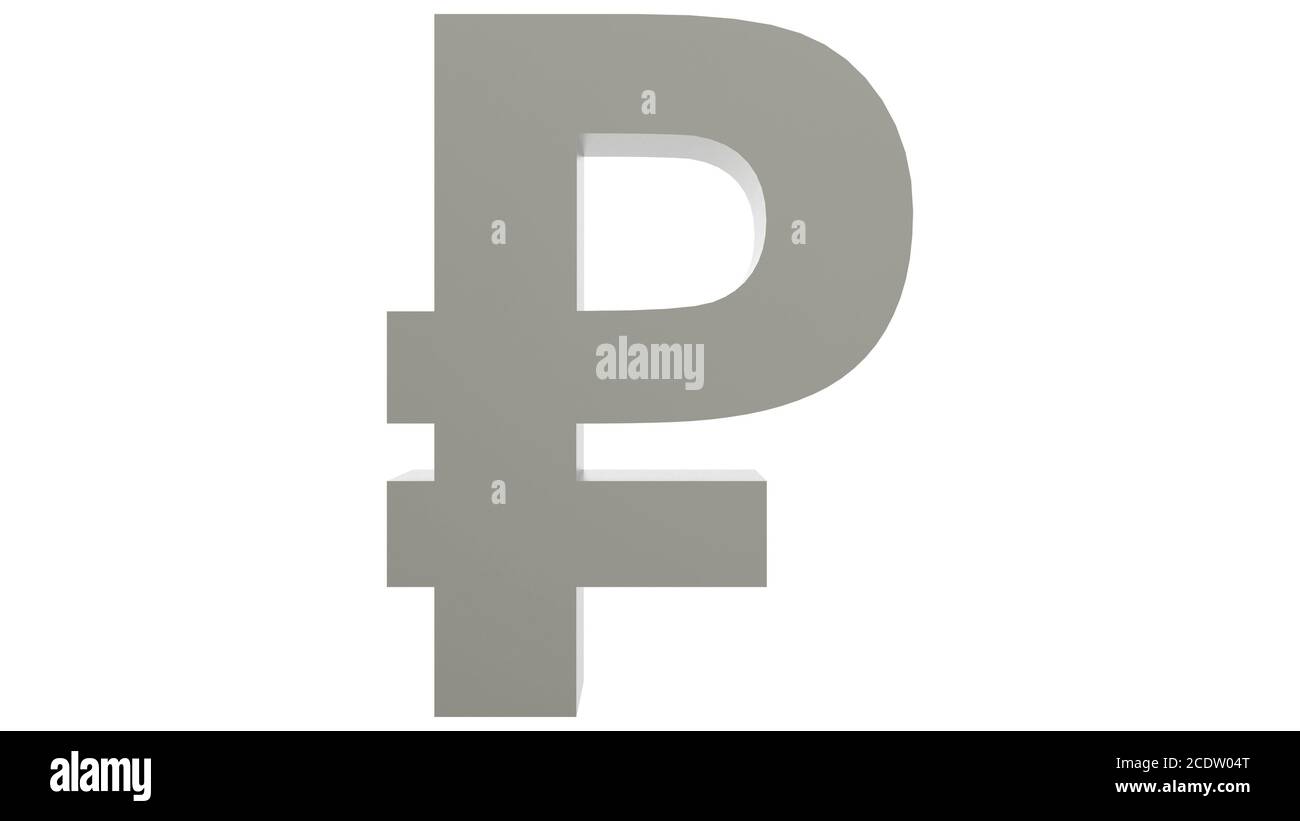 Gray ruble gold sign icon Isolated with white background. 3d render ...