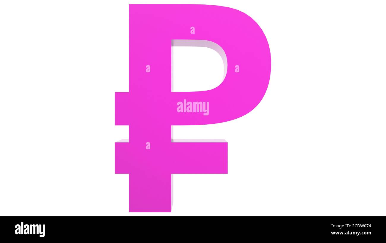 Pink ruble gold sign icon Isolated with white background. 3d render ...