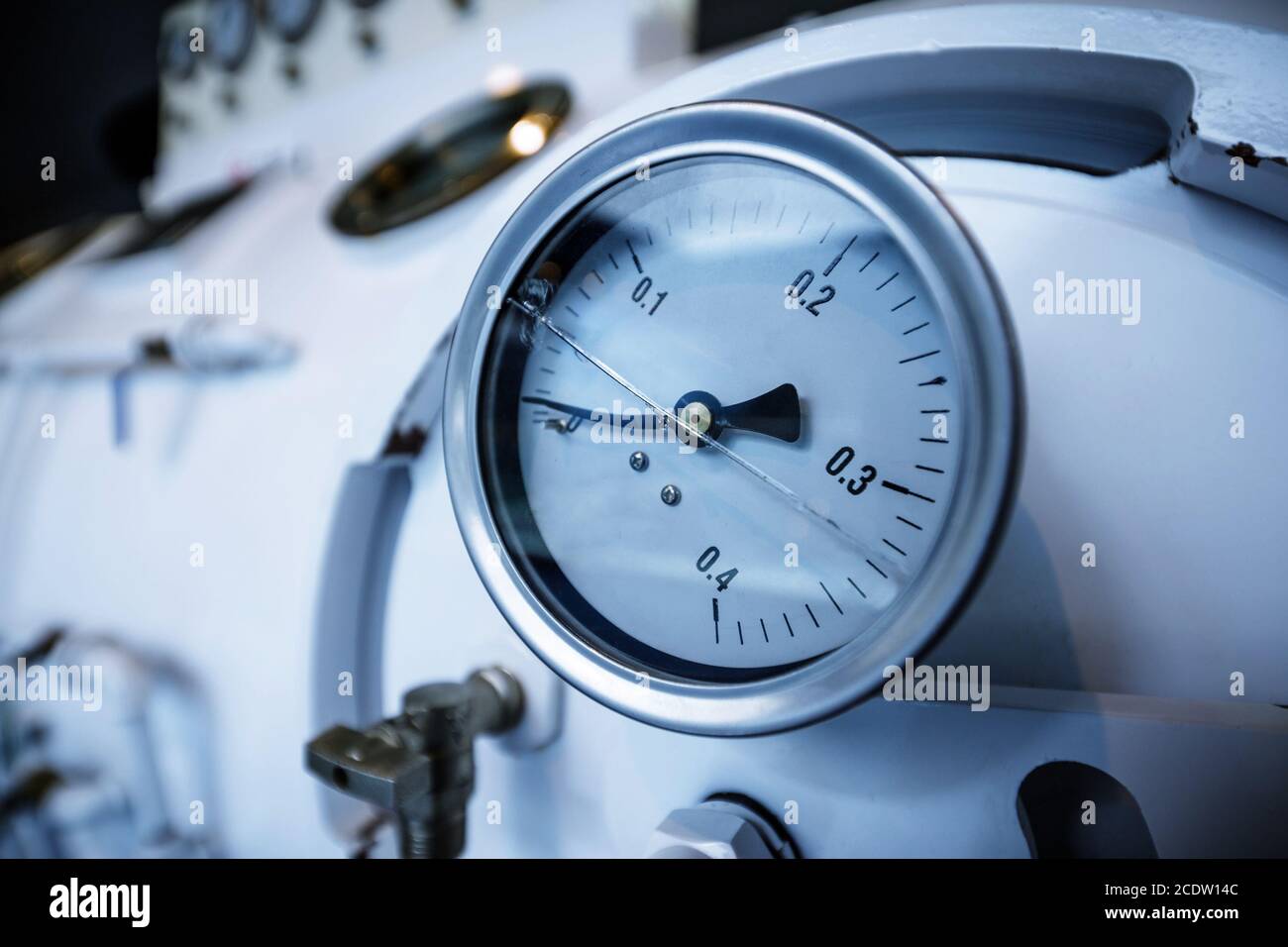 Close up of barometer in natural gas production industryClose up of ...