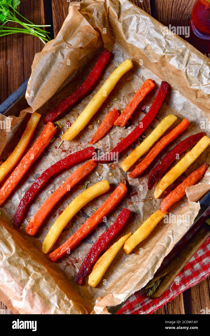colorful vegetable fries from the oven Stock Photo - Alamy