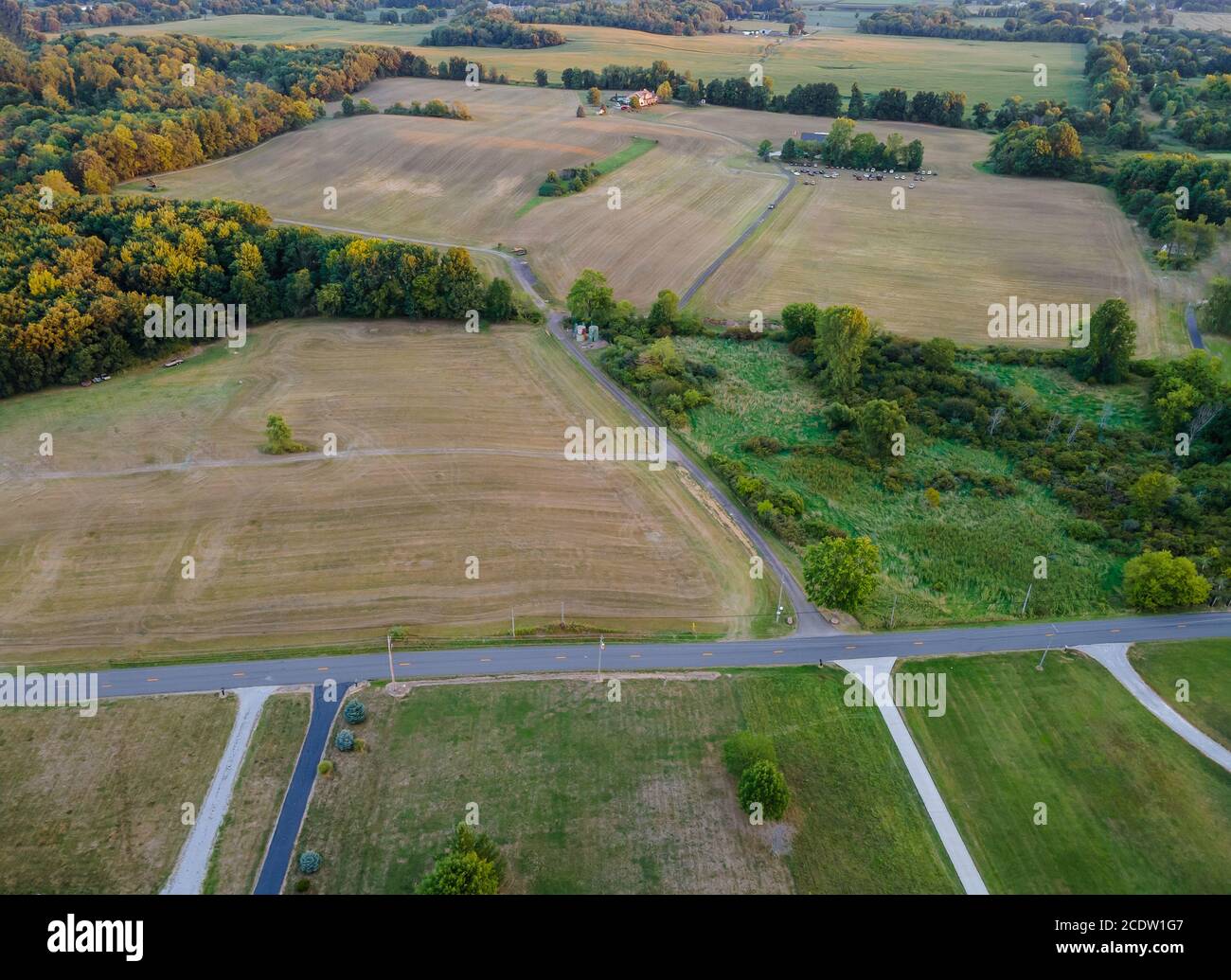 Rural scene in the landscape of american countryside in Ohio USA Stock ...
