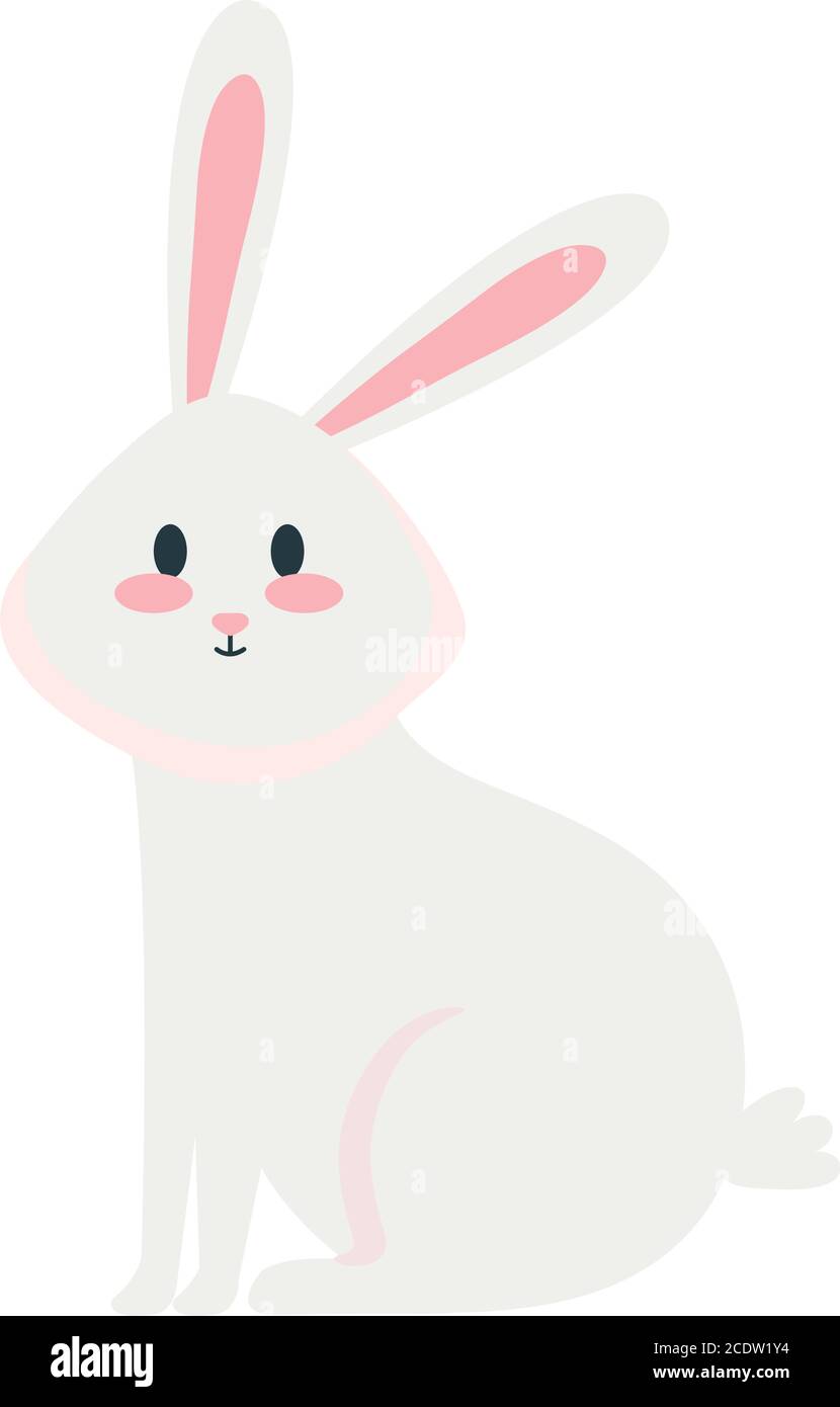 Isolated cute white rabbit cartoon vector design Stock Vector Image ...