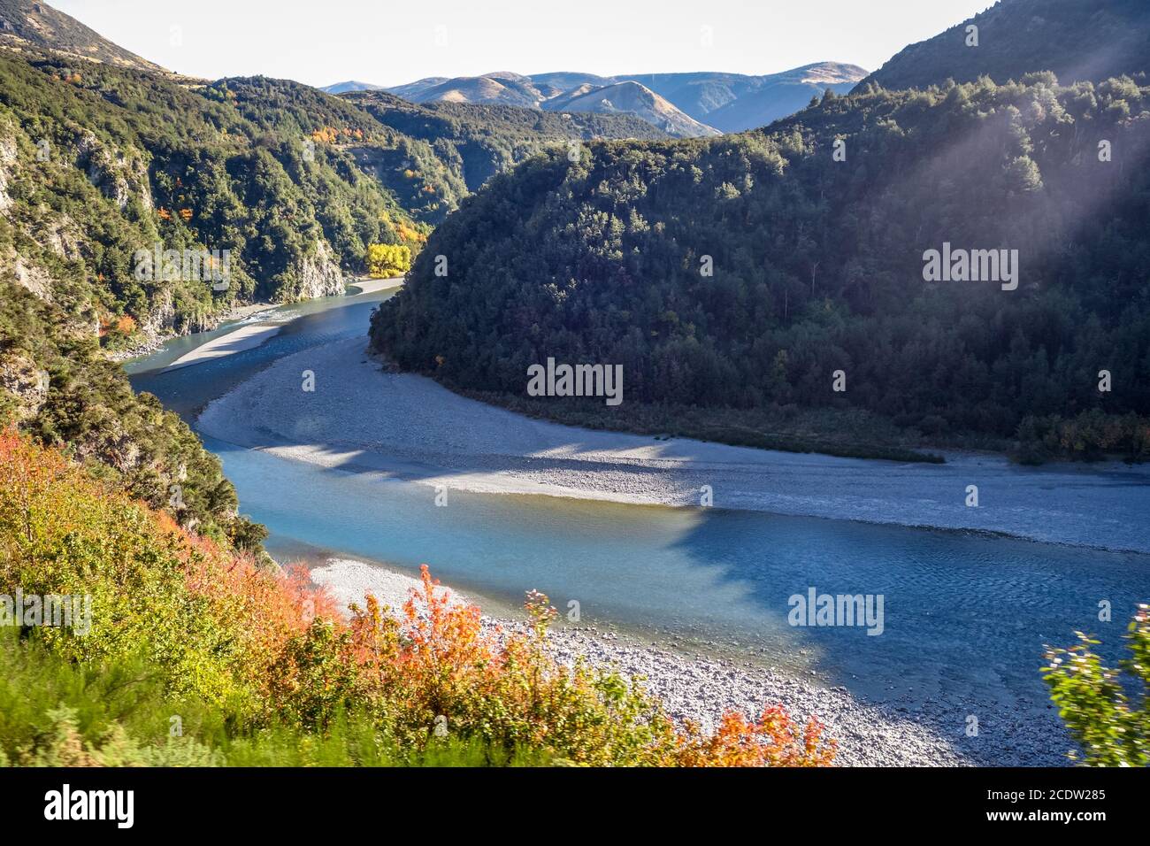 Mountain canyon and river landscape in New Zealand Stock Photo - Alamy