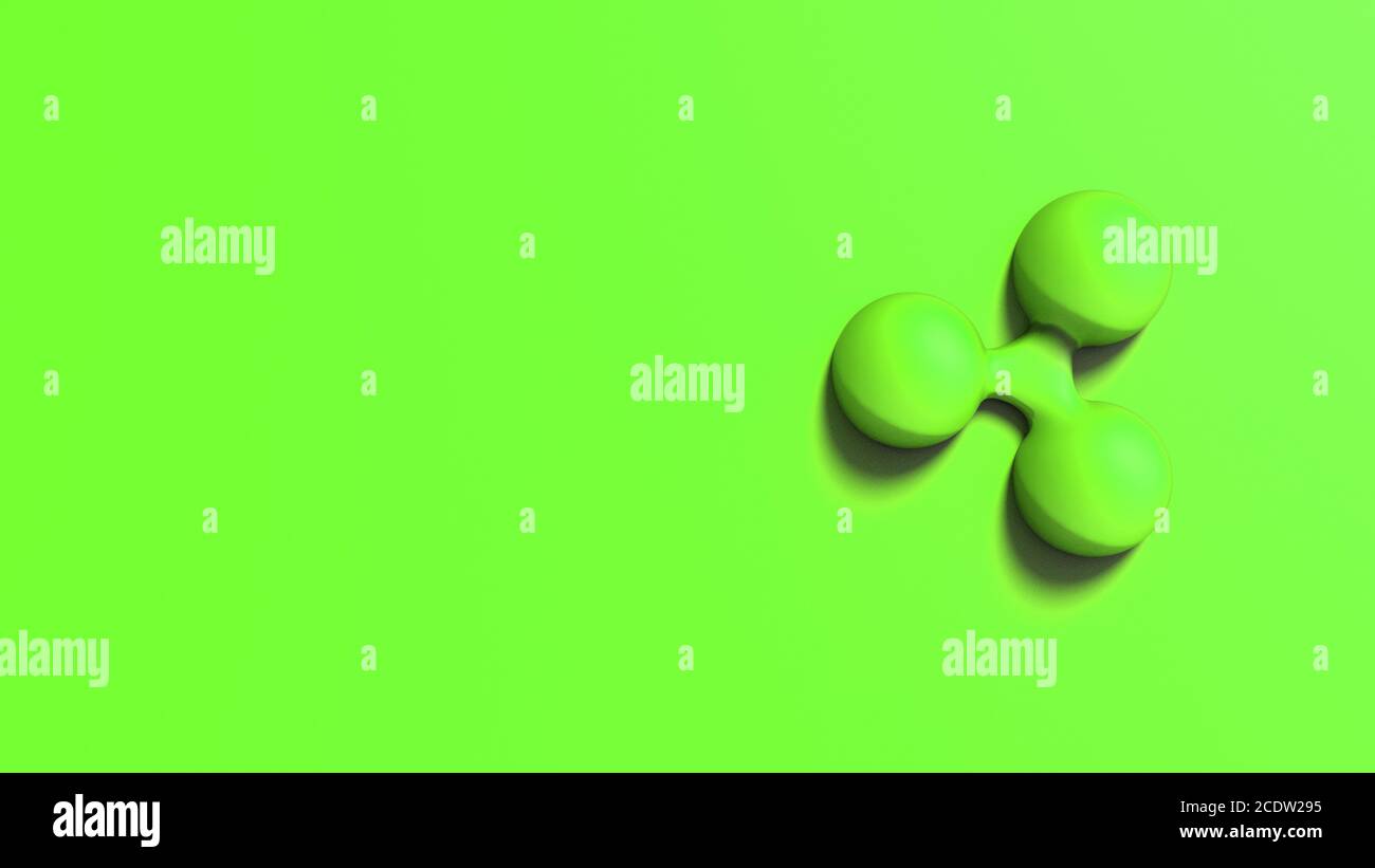 Green xrp ripple gold sign icon Isolated with colored background. 3d ...