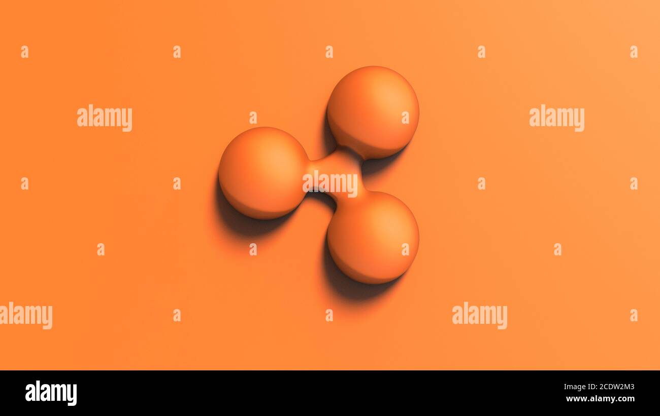 Orange xrp ripple gold sign icon Isolated with colored background. 3d ...