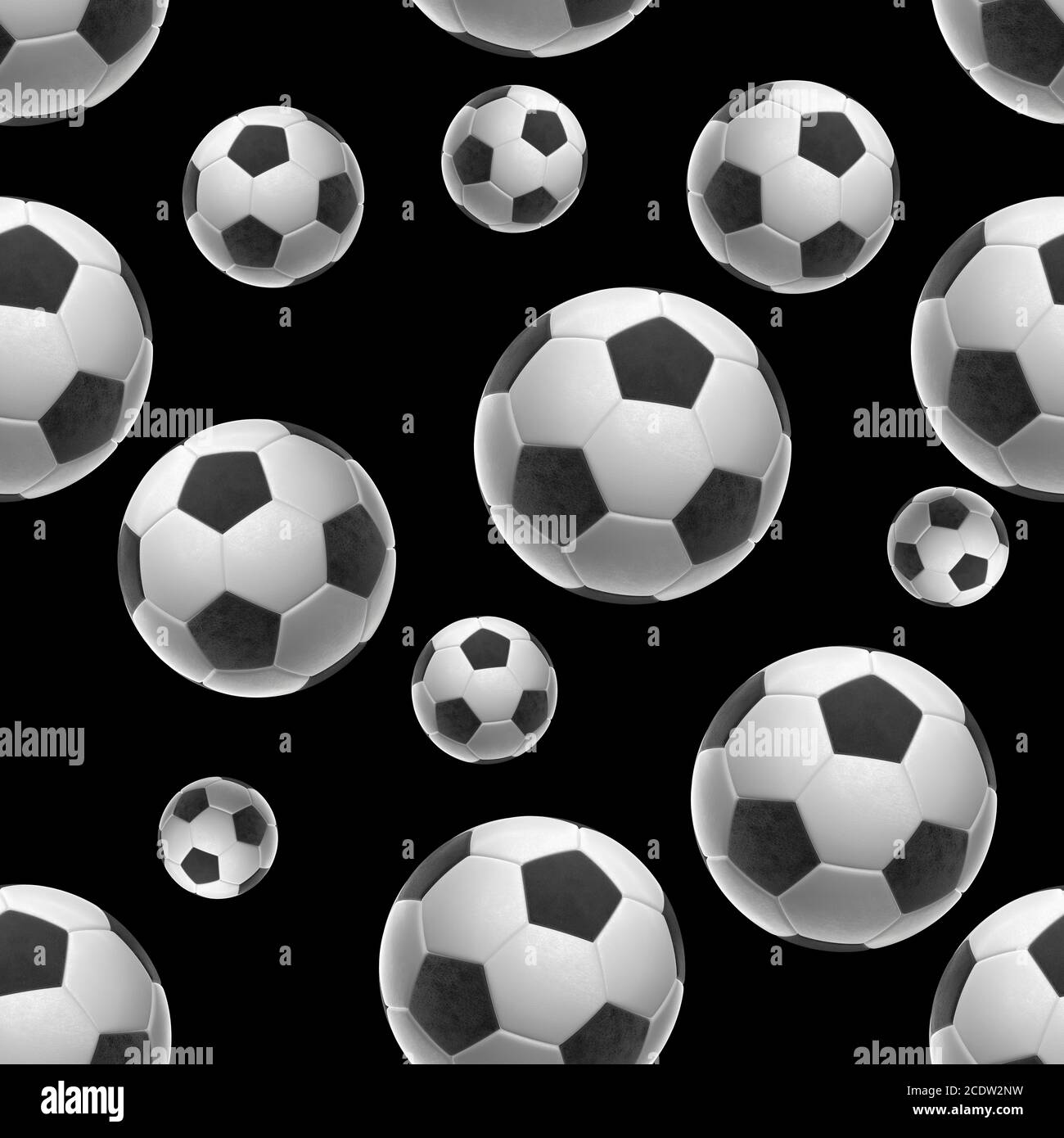 Soccer-balls isolated on black background seamless pattern 3d ...