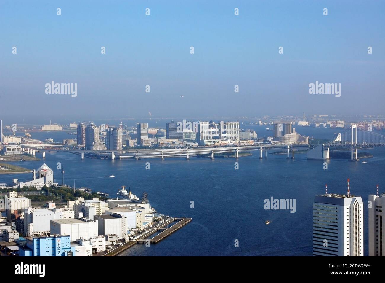 View of Tokyo harbour and Odaiba district, Tokyo, Japan, viewed from ...