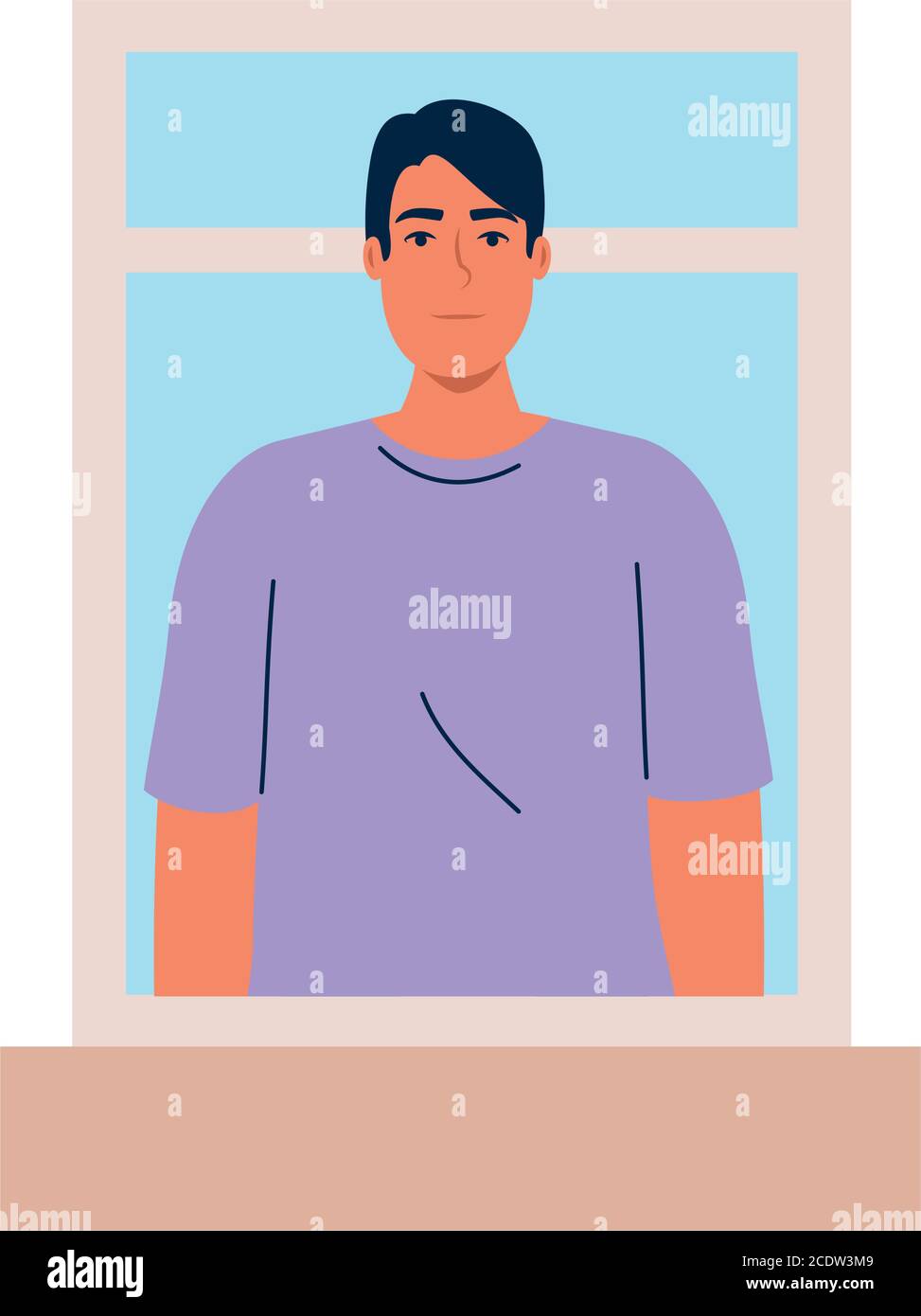 Isolated man cartoon at window vector design Stock Vector Image & Art ...