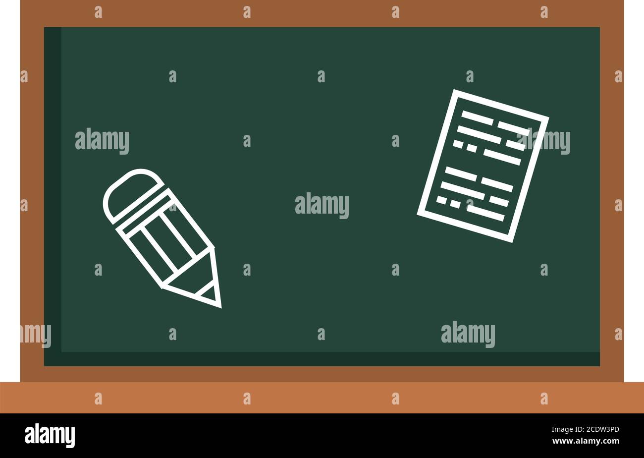School green board with pencil and paper icon vector design Stock ...