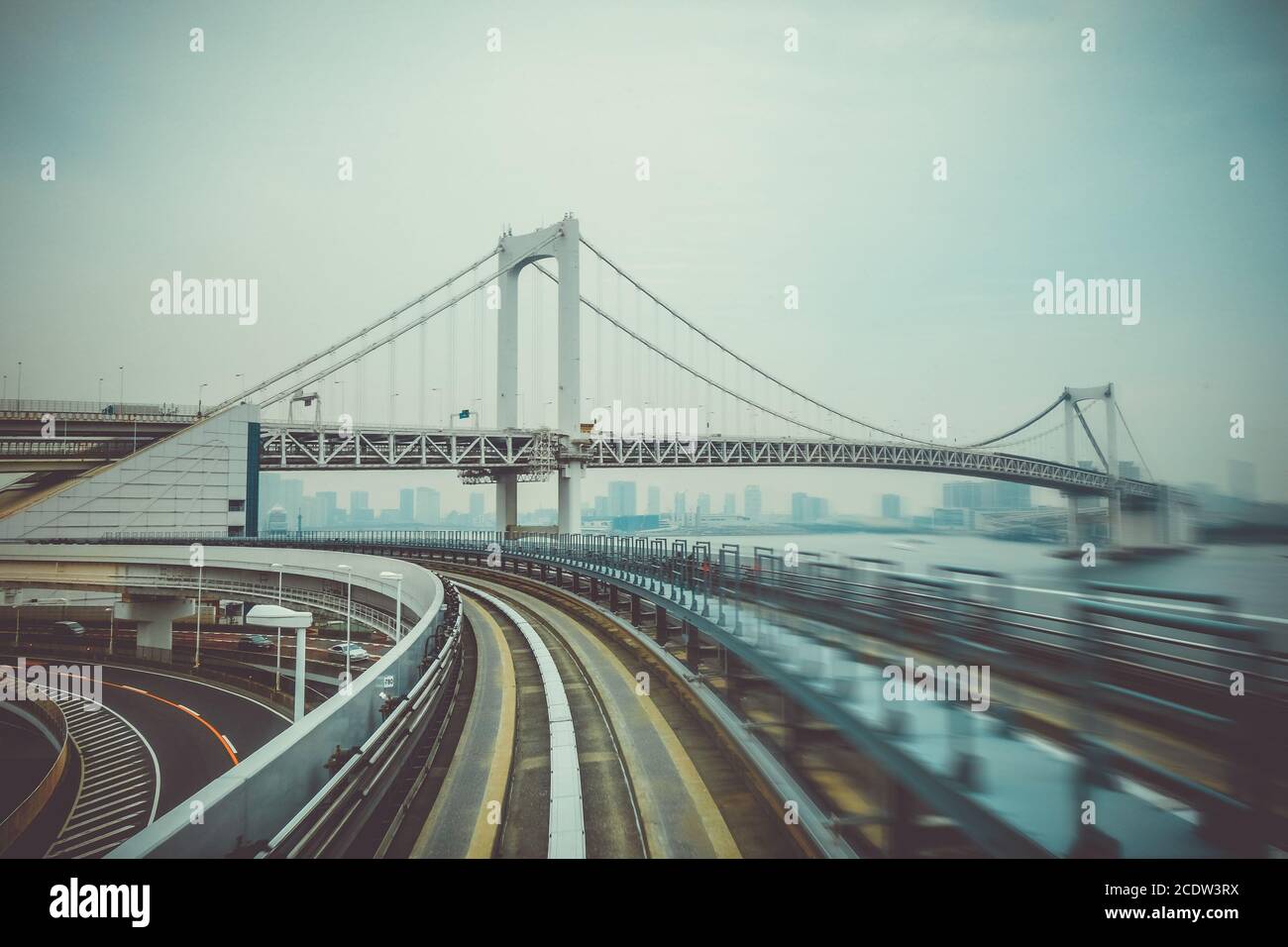 Monorail on Rainbow bridge, Tokyo bay, Japan Stock Photo - Alamy