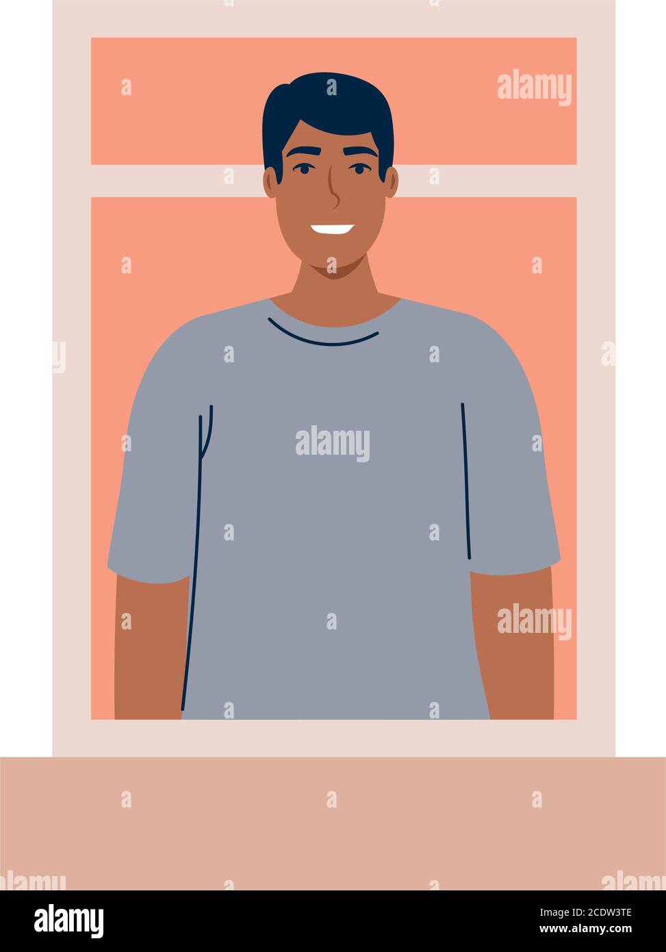 Isolated man cartoon at window vector design Stock Vector Image & Art ...