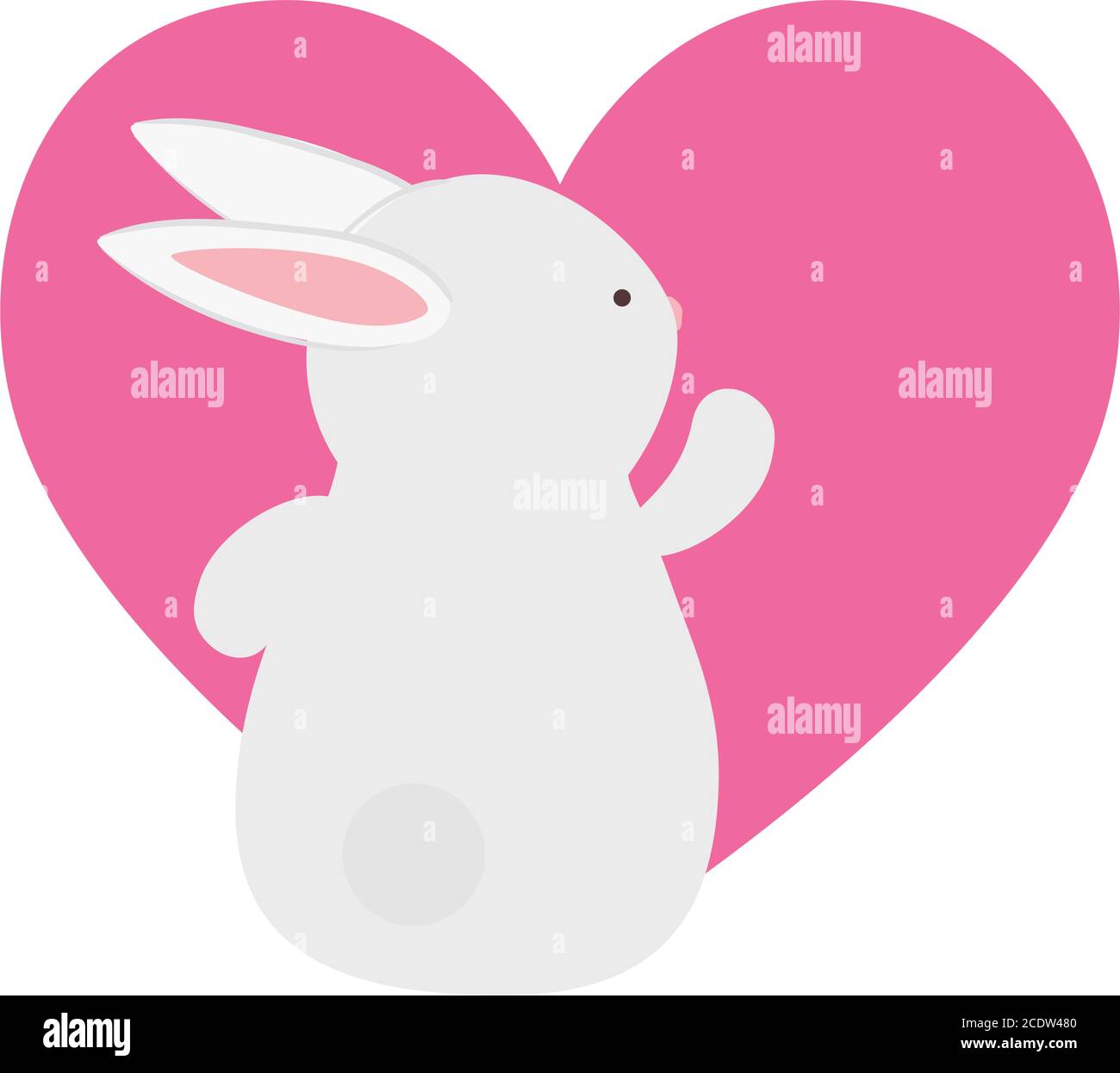 Cute white rabbit cartoon in pink heart vector design Stock Vector ...