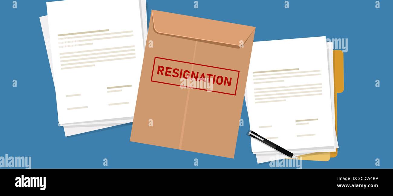 resignation letter paper document quit from job from employed to ...