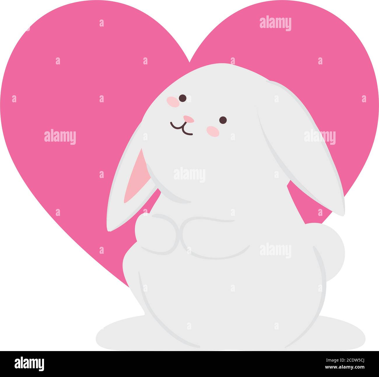 Cute white rabbit cartoon in pink heart vector design Stock Vector ...