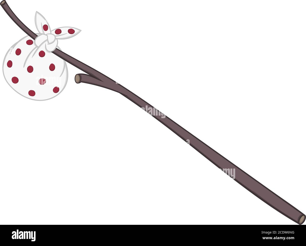 bag on a stick for traveling isolated illustration on a white ...