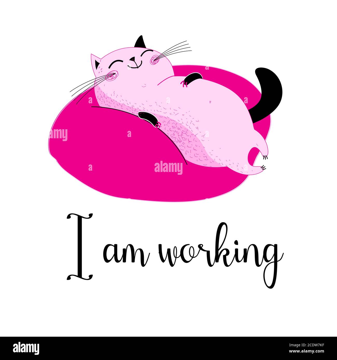 Vector illustration of a lovely funny cat lying on the sofa ...