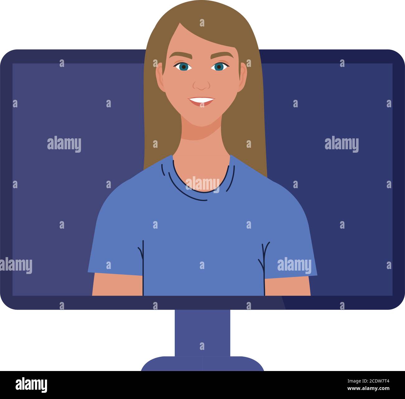 blond woman cartoon in computer vector design Stock Vector Image & Art ...