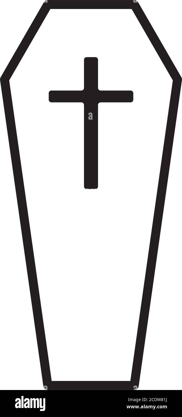 coffin line style icon design, death tomb cementary and scary theme ...