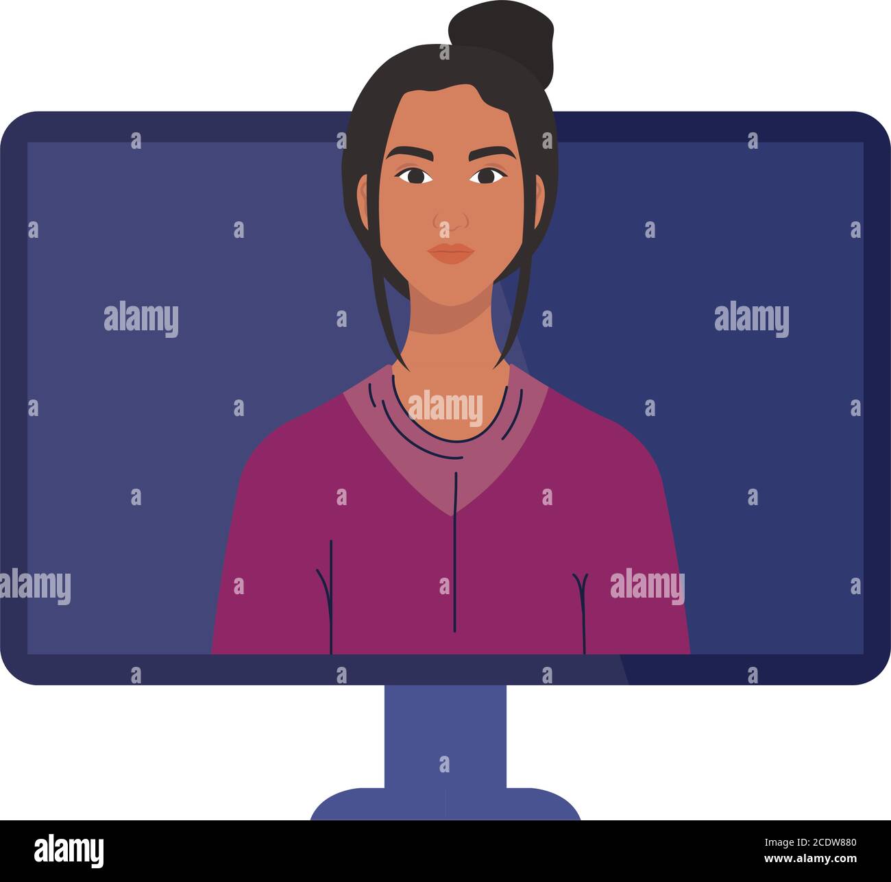asian woman cartoon in computer vector design Stock Vector Image & Art ...