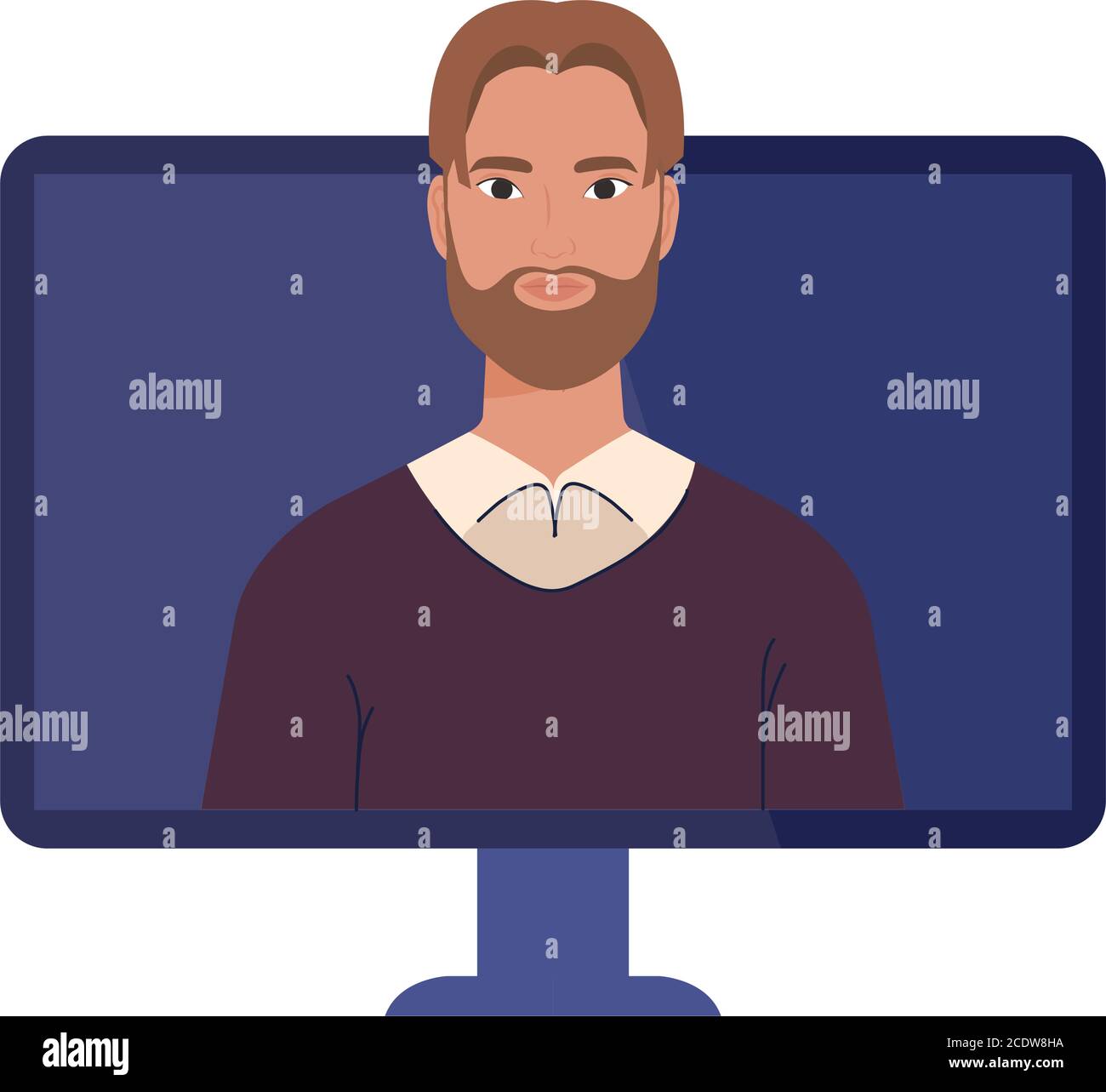 man cartoon with beard in computer vector design Stock Vector Image ...