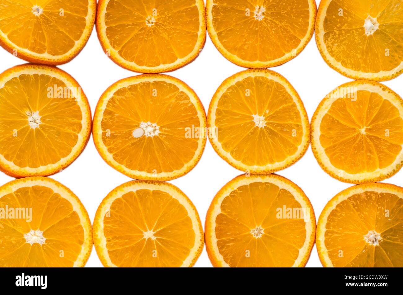 Sliced orange orange on white background Stock Photo - Alamy