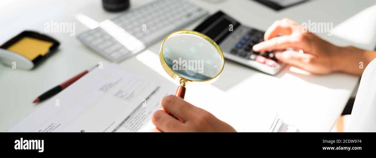 Fraud Investigation Using Magnifying Glass. Business Tax Audit Stock ...