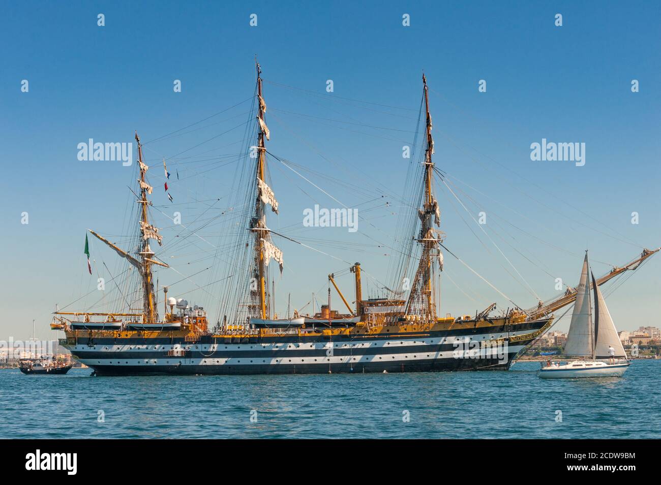 The training ship of the Italian Navy "AMERIGO VESPUCCI" in the harbour ...