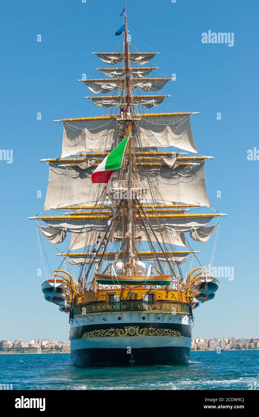 The training ship of the Italian Navy "AMERIGO VESPUCCI" in the harbour ...